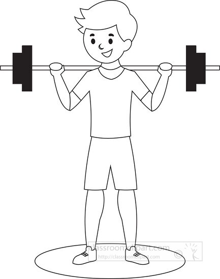 Free teenage boy works out with weights to promote fitness black outl ...