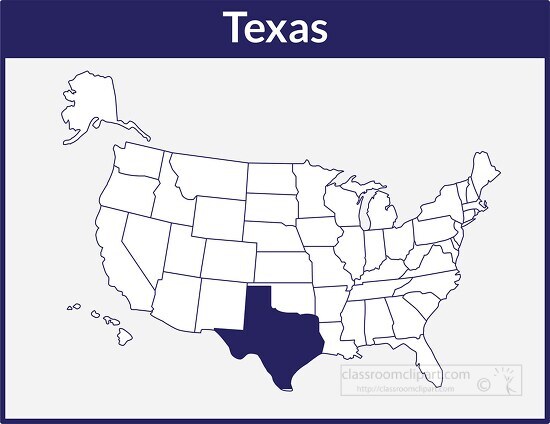 texas map square color outline clipart - Classroom Clip Art