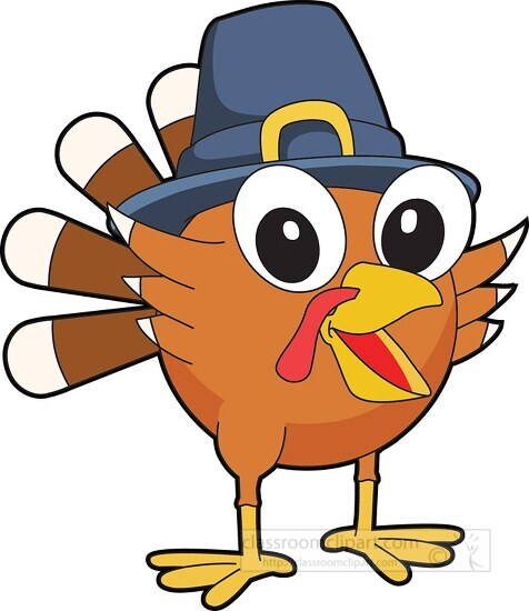 thanksgiving turkey wearing hat cartoon - Classroom Clip Art