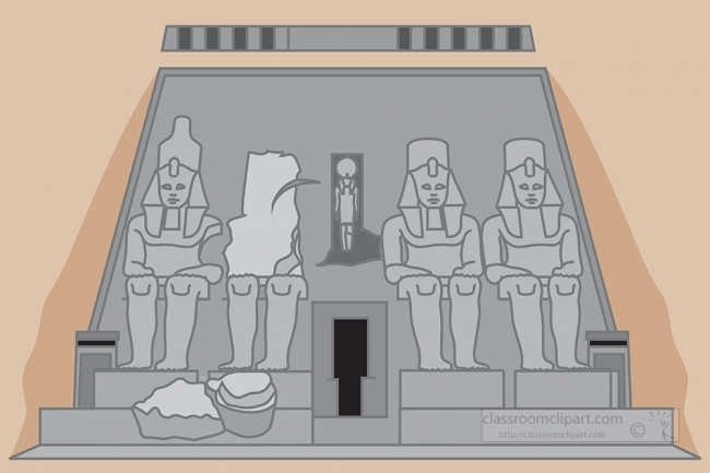 Free the great temple at abu simbel ancient egypt gray color clipart ...
