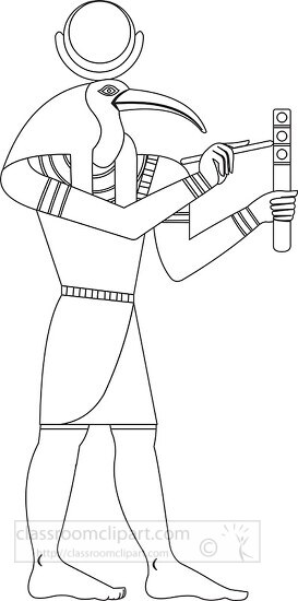 Free thoth the ancient egyptian god of scribe black outline clipart ...