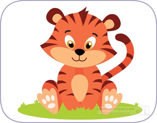 cute happy tiger animal clipart - Classroom Clipart