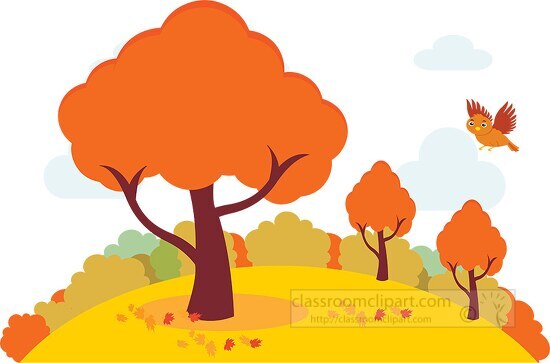 trees with orange leaves fall scenery clipart vector - Classroom Clip Art
