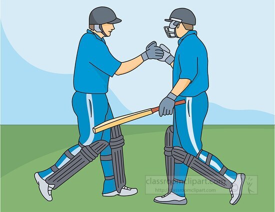 two cricket players shake hands - Classroom Clip Art