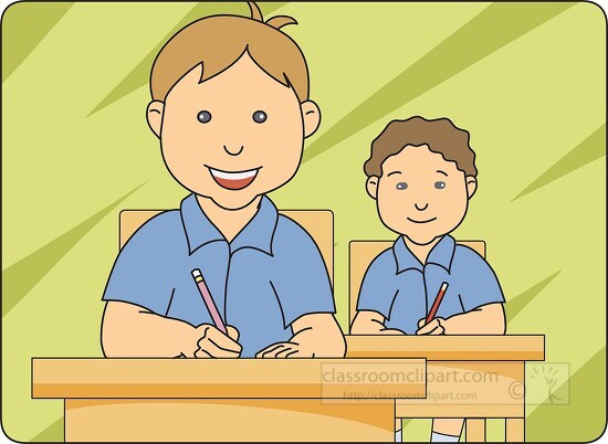 School Clipart - two student at desk