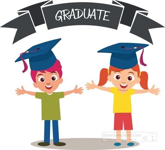 graduate smiling waving with cap gown clipart - Classroom Clip Art