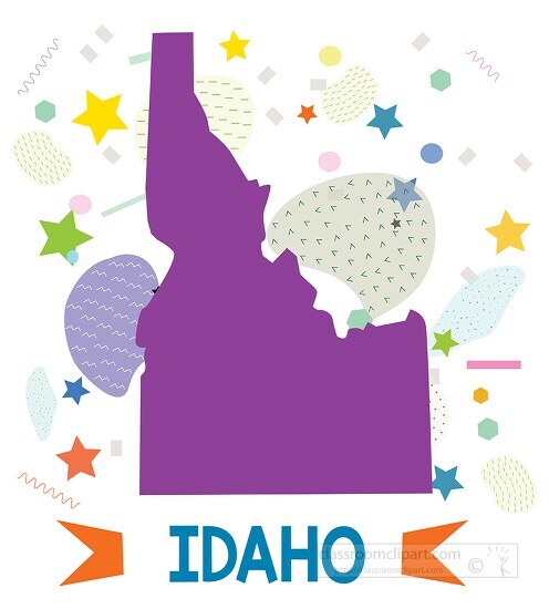 usa idaho illustrated stylized map - Classroom Clip Art