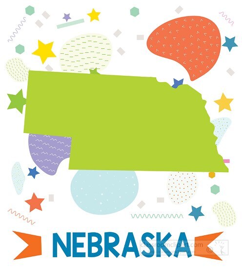 usa nebraska illustrated stylized map - Classroom Clip Art