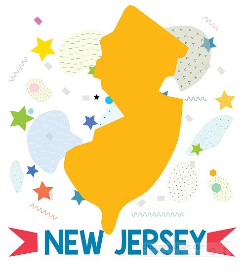 US State Maps Clipart-usa new jersey illustrated stylized map