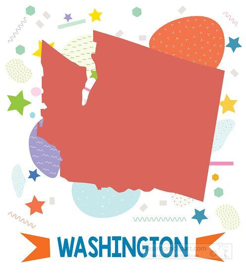 usa washington illustrated stylized map - Classroom Clip Art