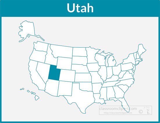 utah map square color outline clipart - Classroom Clip Art
