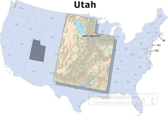 Utah state large usa map clipart - Classroom Clip Art