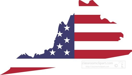Free virginia map with american flag - Classroom Clipart