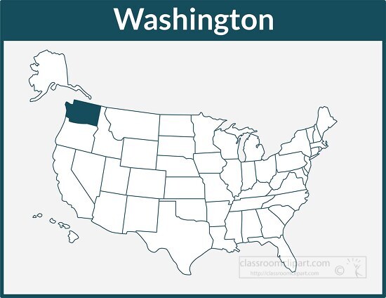 washington us map square color outline clipart - Classroom Clip Art