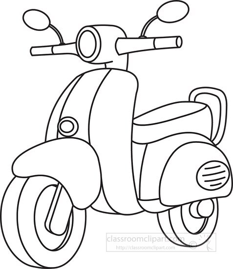 Yellow Scooter Clipart 205 Outline Bw Classroom Clip Art