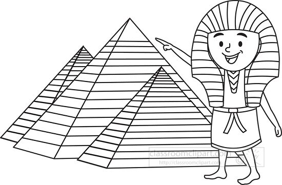 Free young ancient egyptian boy pointing towards pyramids at giza bla ...