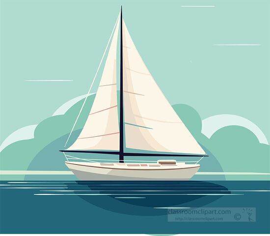 Boats and Ships Clipart-Vector illustration of a sailboat on a calm sea