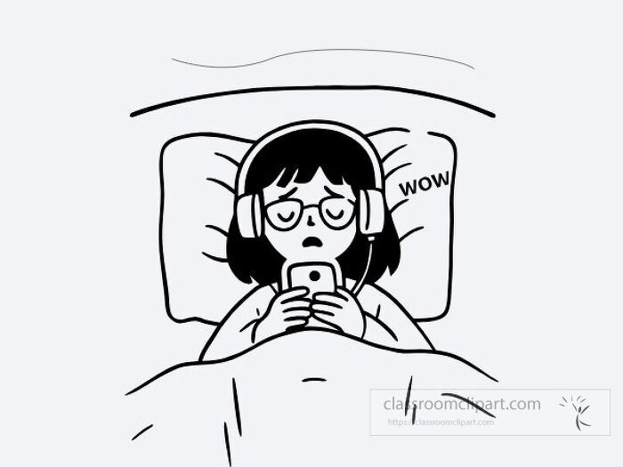 Animated Clipart-irl relaxing in bed animated gif