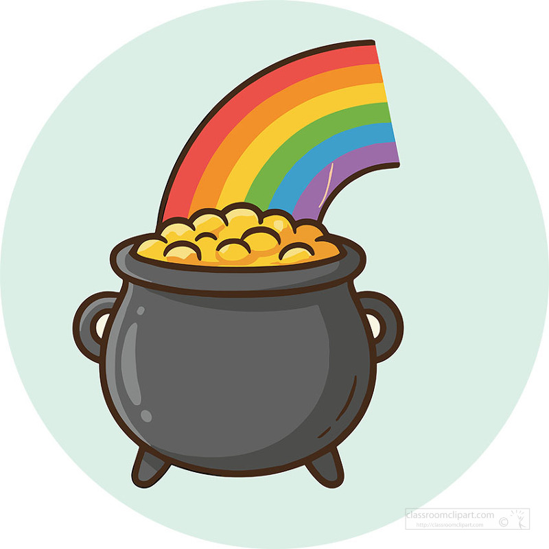Holiday Icons-Pot of gold with rainbow circle icon