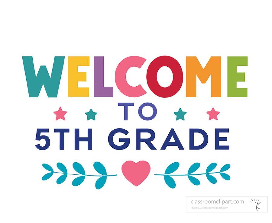 Back to School Clipart-welcome to fifth grade sign illustration